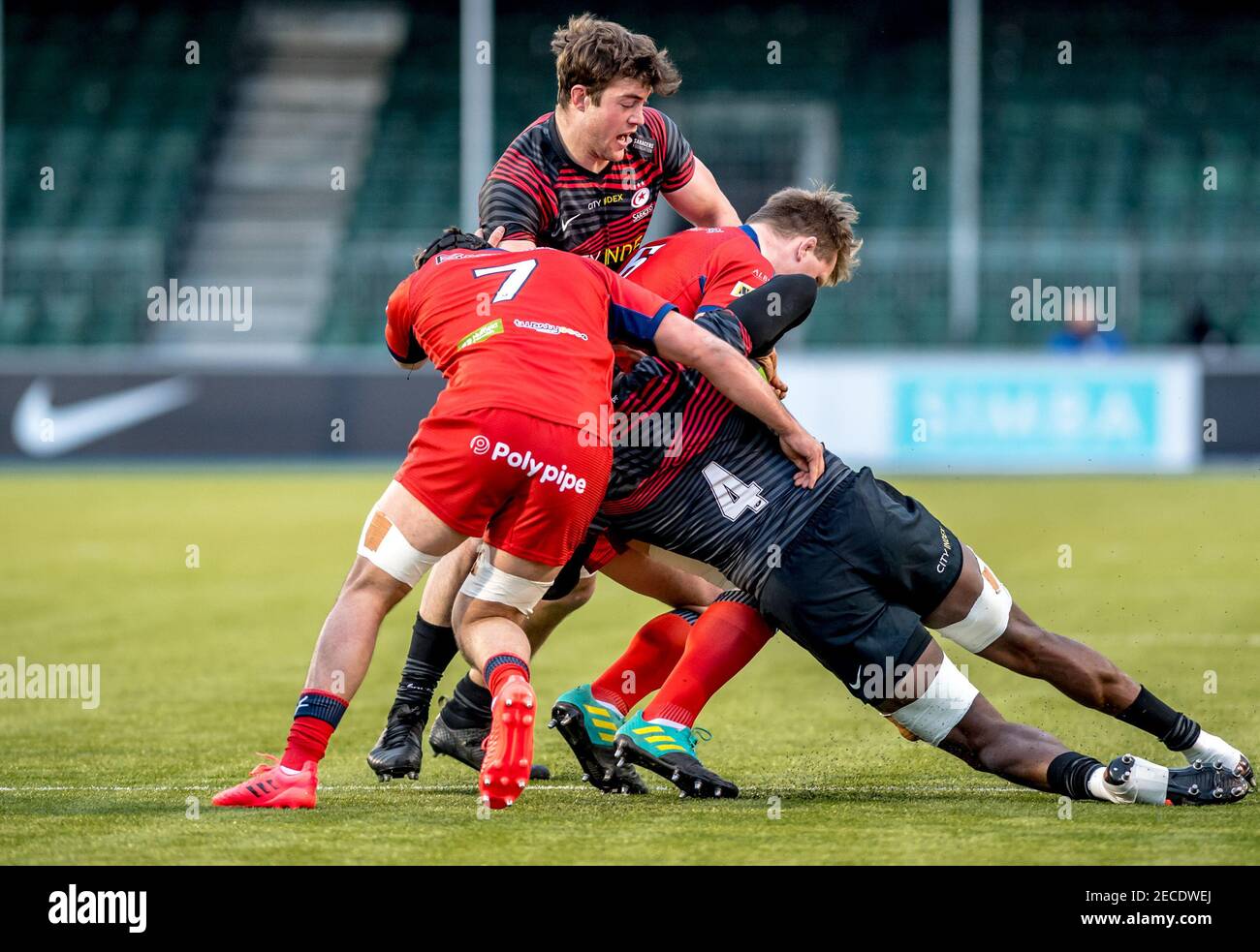 London, UK. 13th Feb, 2021. Jack Rouse of Doncaster Knights and Joel ...