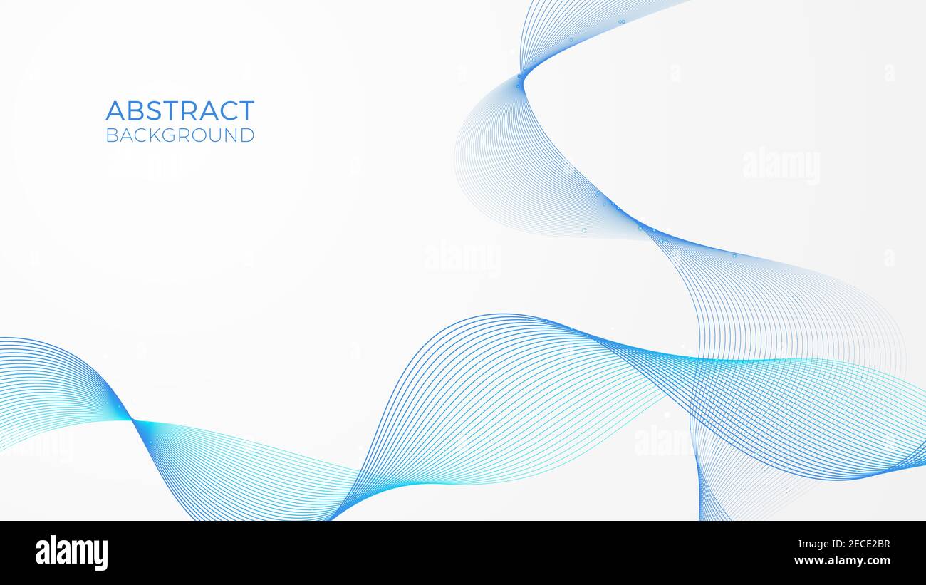 Geometric background with blue waves, modern linear web template, abstract frequency banner. Two ...