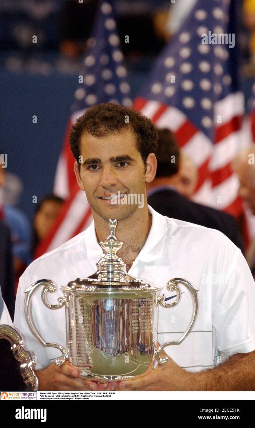Pete sampras with the mens singles trophy hi-res stock photography and ...