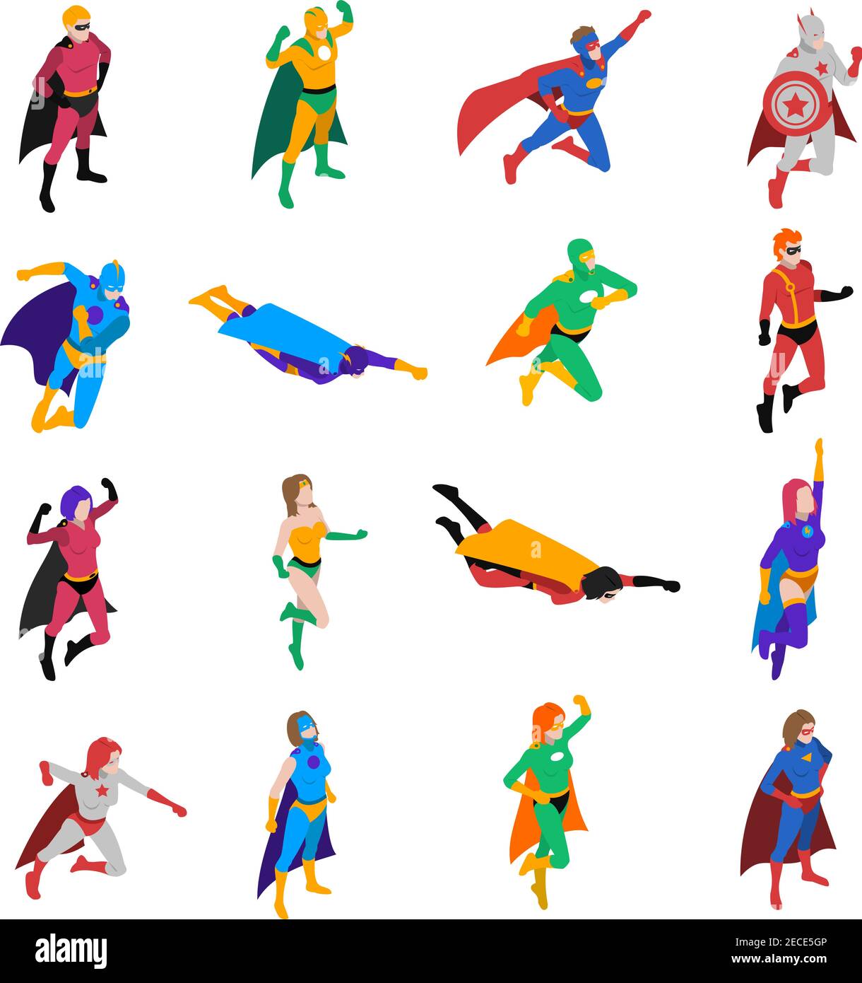 Heroic powerful superhero popular strip cartoon character in action ...