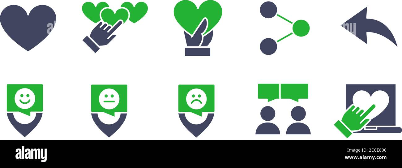Set of like feedback colored icons. Charity, donation, customers review ...
