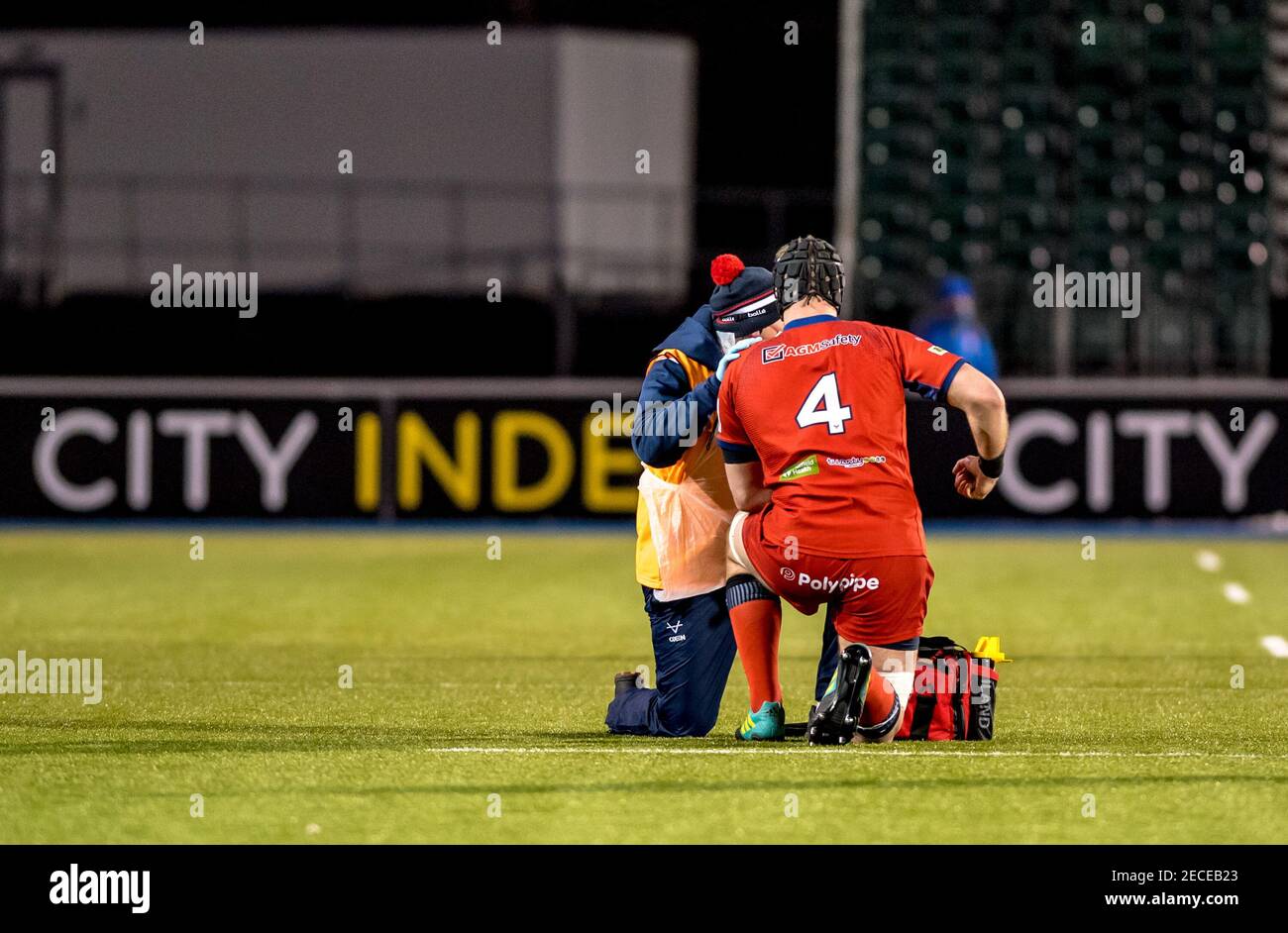 London, UK. 13th Feb, 2021. Will Britton of Doncaster Knights receiving ...