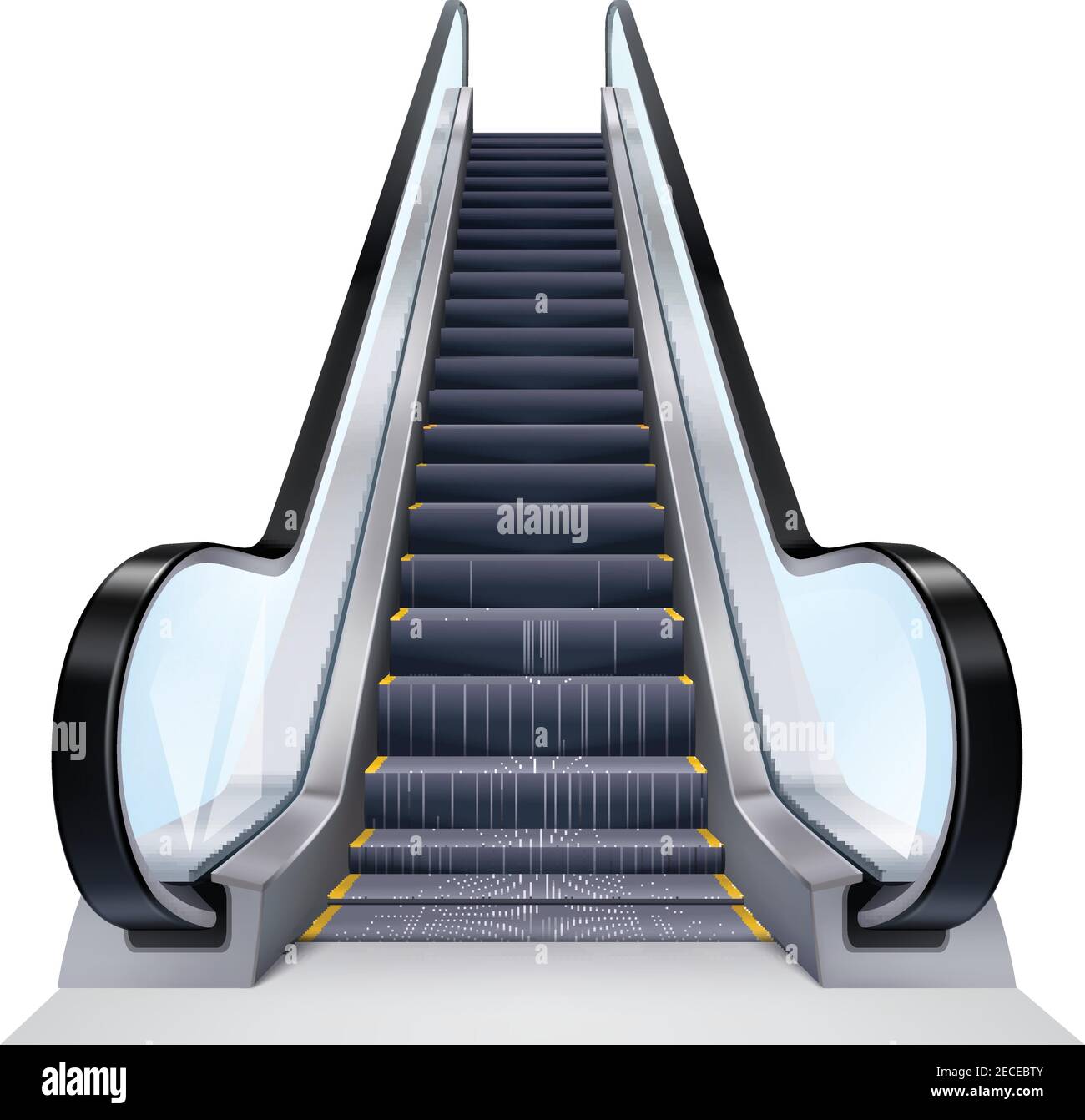 Single escalator on white background realistic isolated vector ...