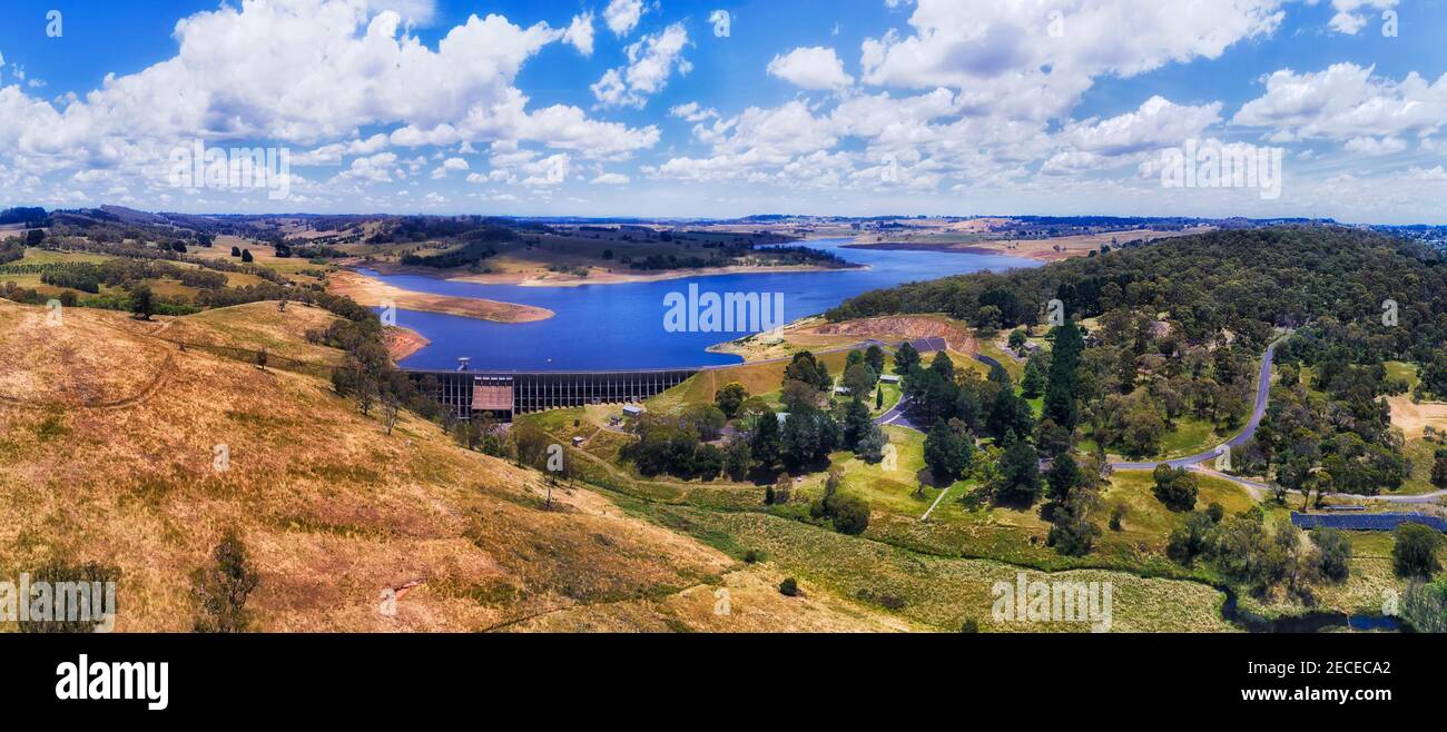 Concrete dam on Fish river in Oberon town forming Lake Overon - wide ...