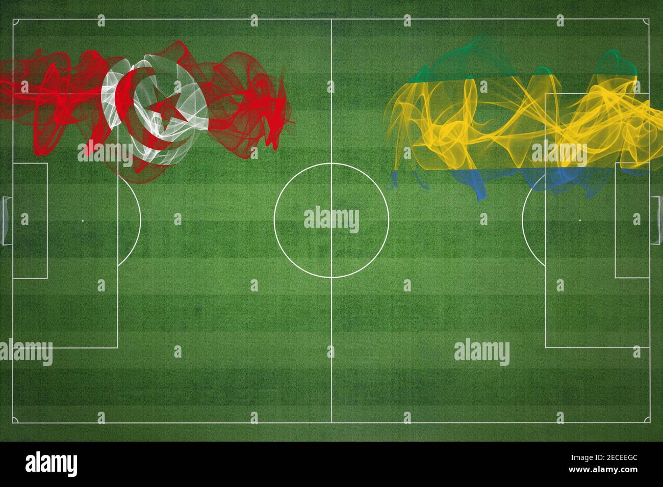 Tunisia vs Gabon Soccer Match, national colors, national flags, soccer ...