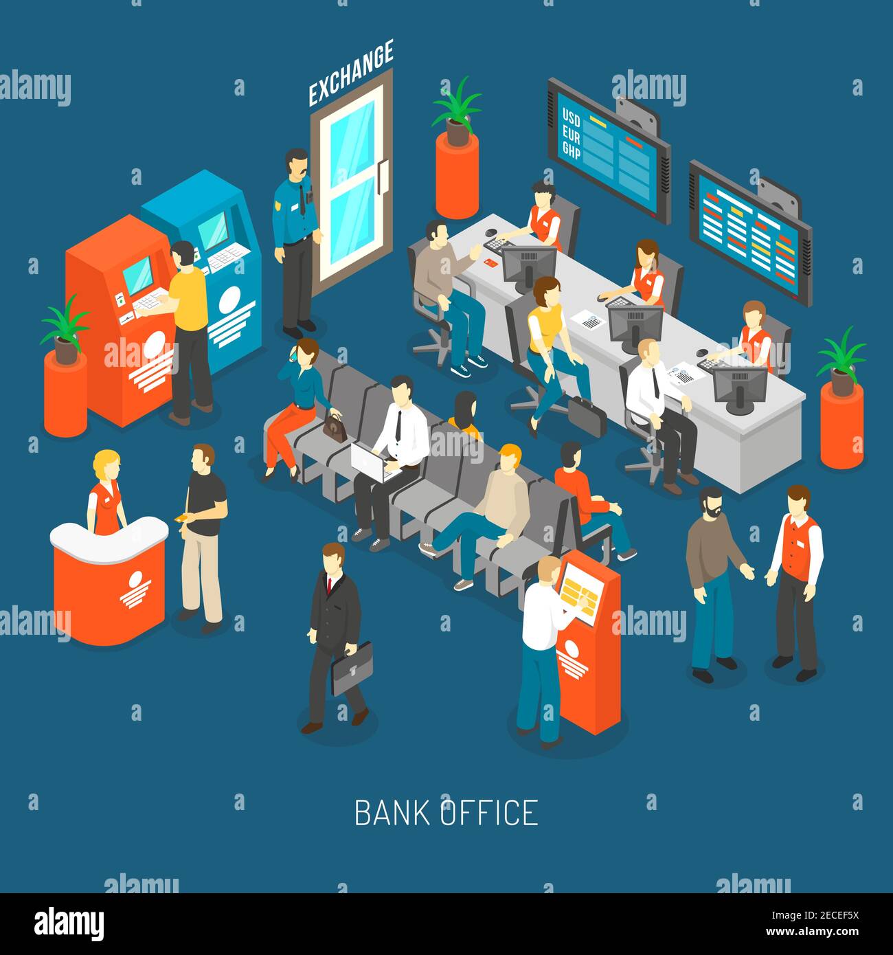 Bank Office Concept. Bank Office Interior. Bank Office Design. Bank ...