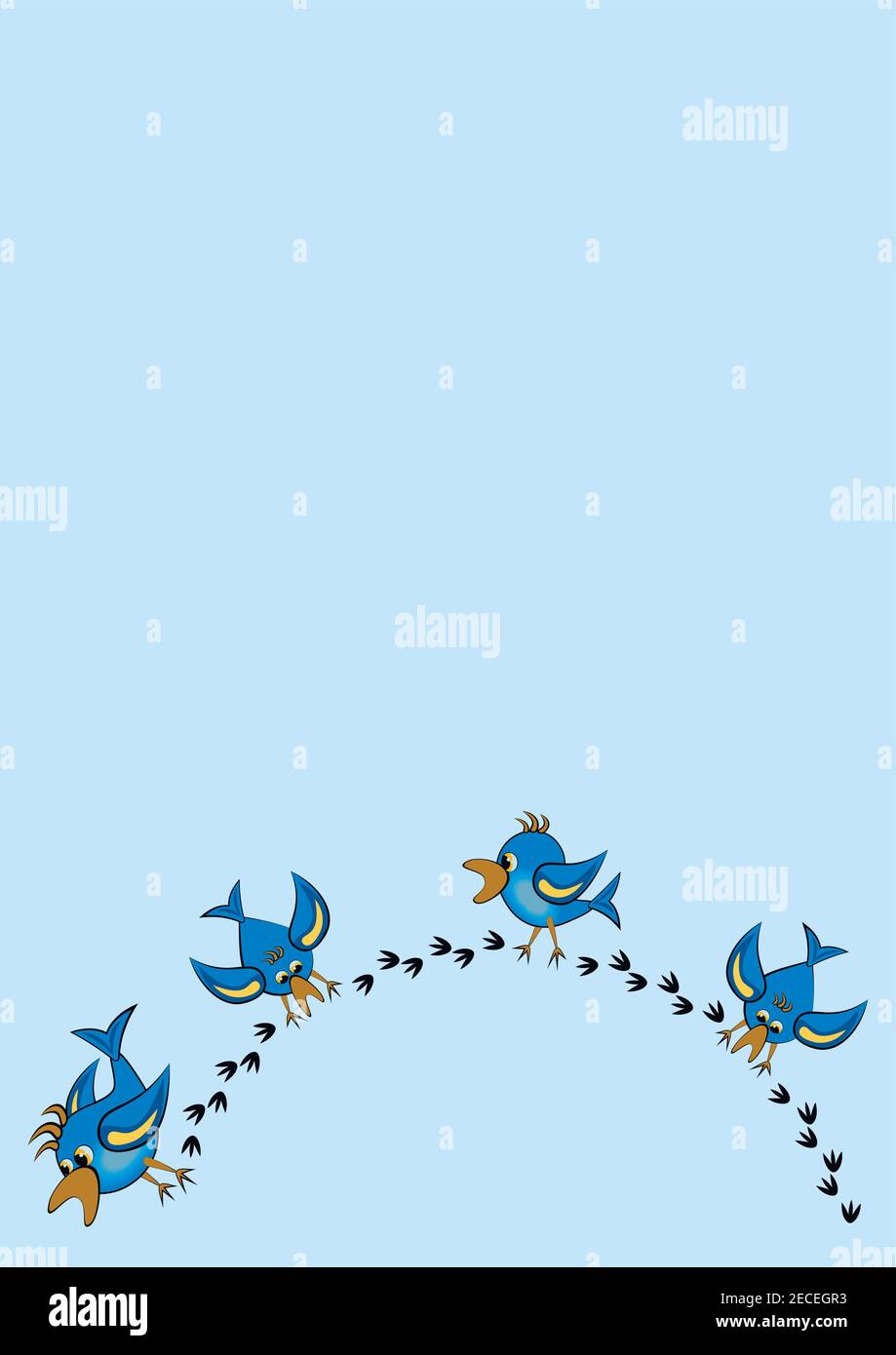 Frames, pattern - birds leave footprints in the snow. The season is ...