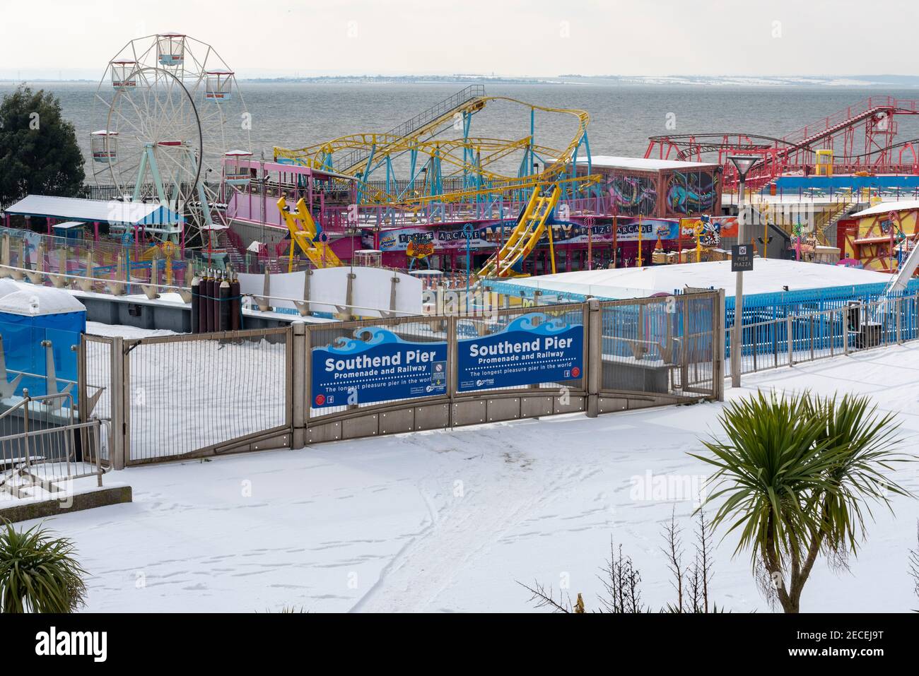 Adventure Island theme park in Southend on Sea, Essex, UK, with snow ...