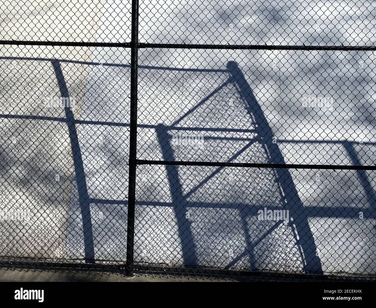 Chain-link fence and reflections., Tennis House, Brooklyn, New York ...