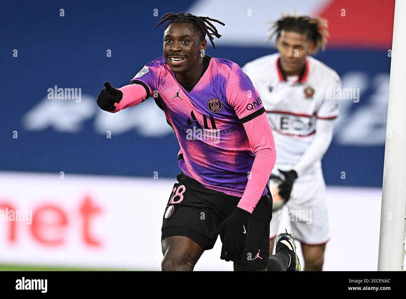 Moise Kean of Paris Saint Germain (PSG) celebrates his goal during the ...
