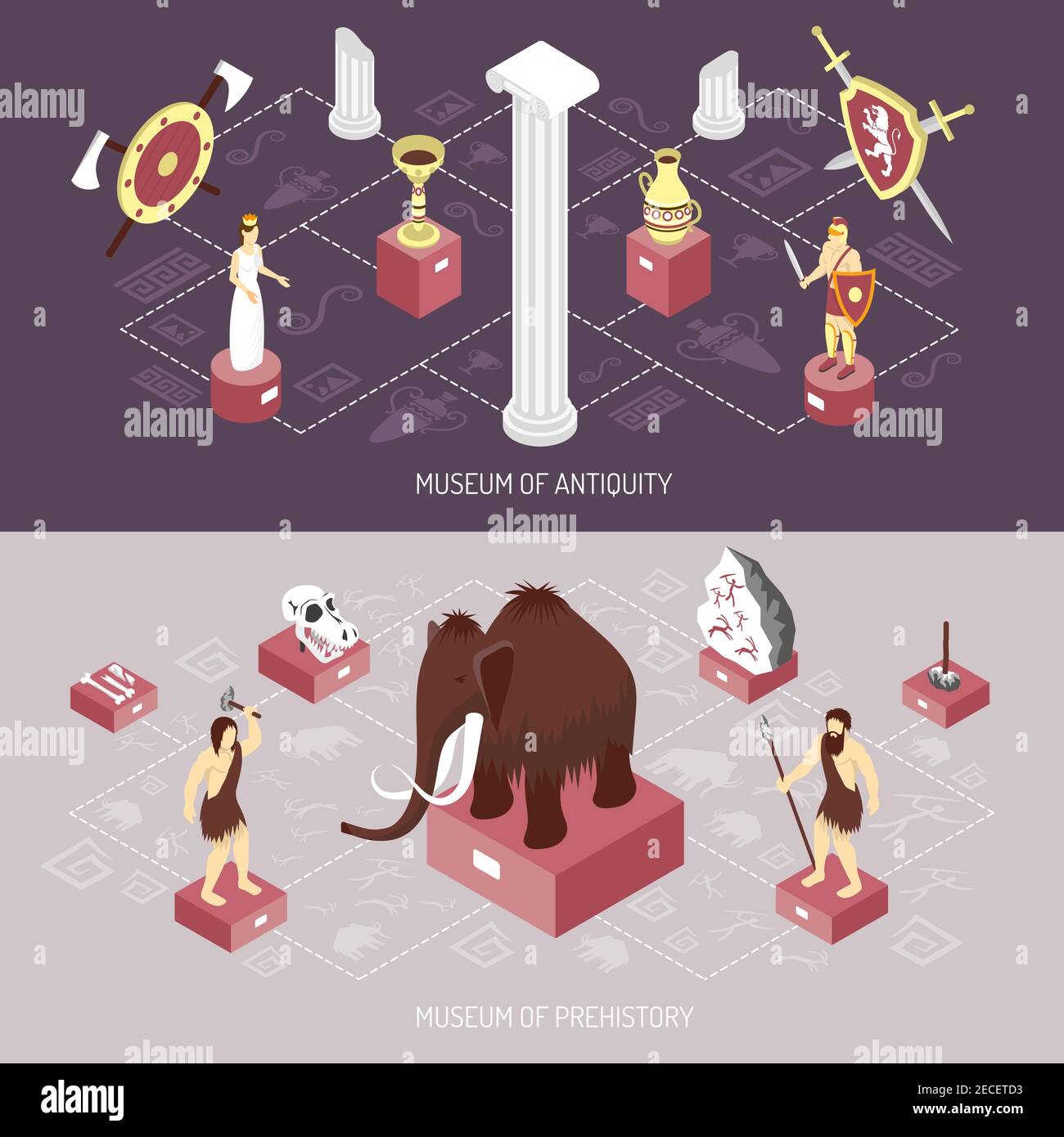 Antiquity cultural history museum 2 isometric flowchart elements ...