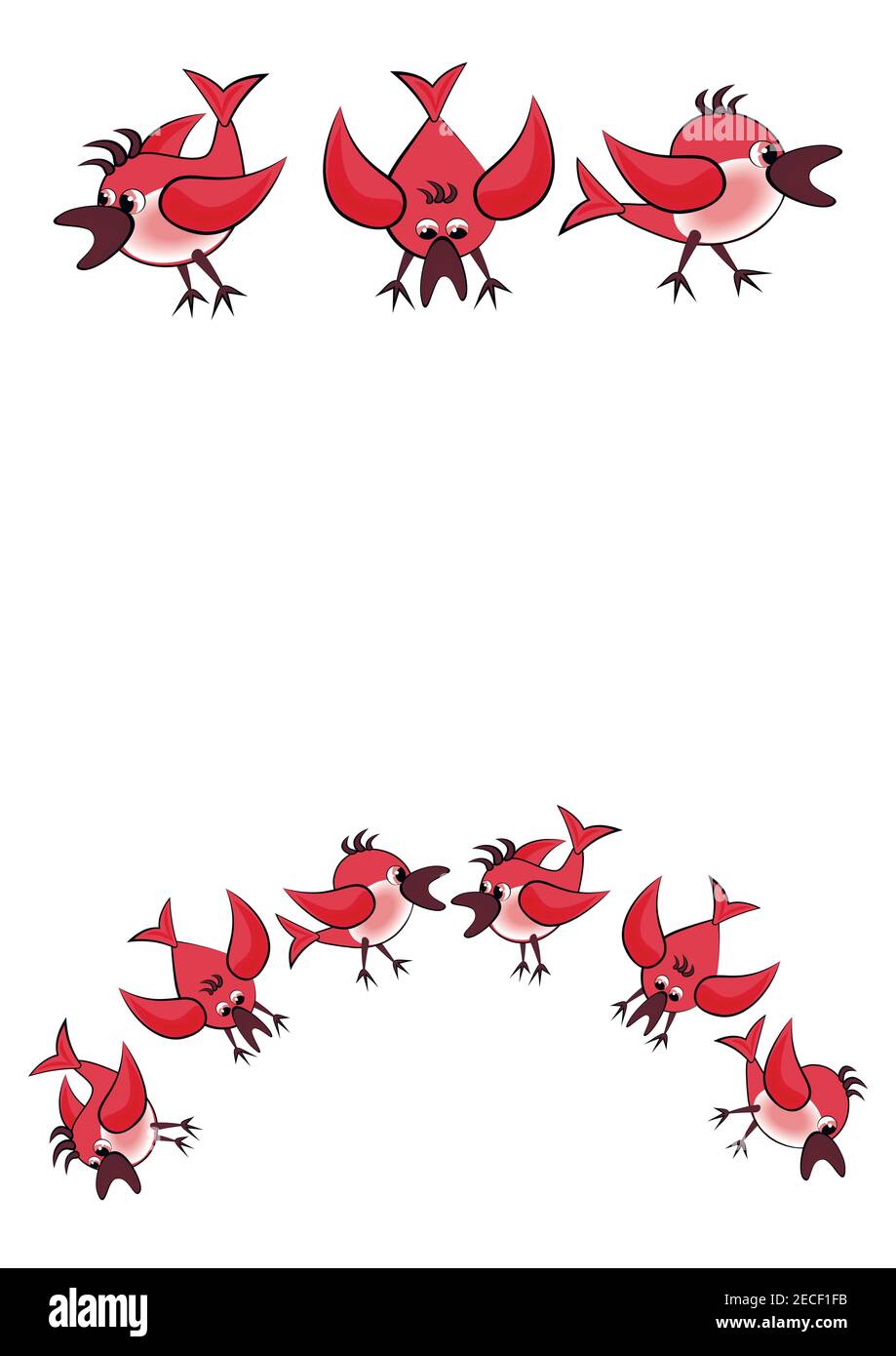 Stylized birds are a childrens illustration. Patterns and frames of ...