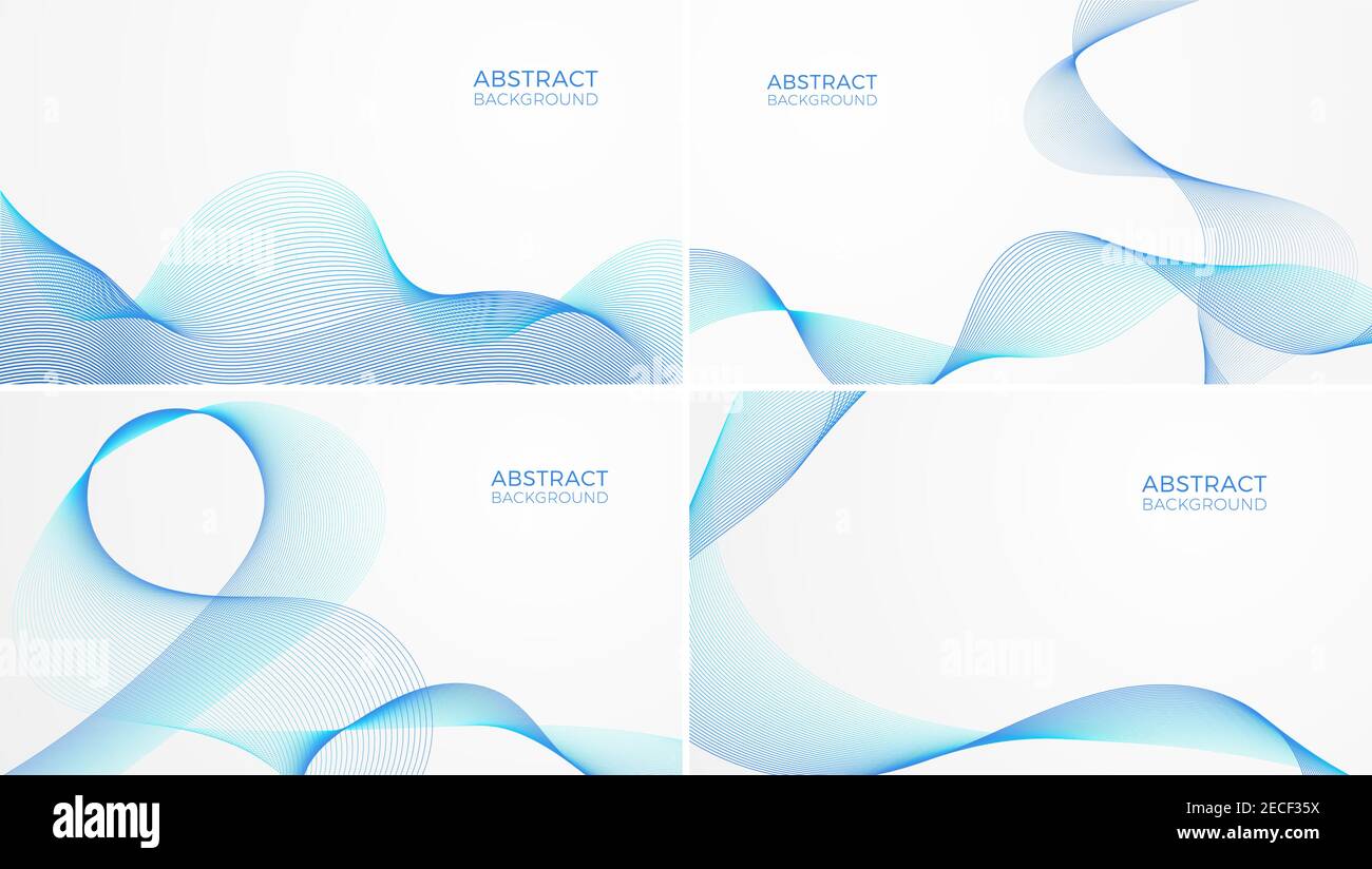 A set of geometric backgrounds with blue waves, a collection of modern ...