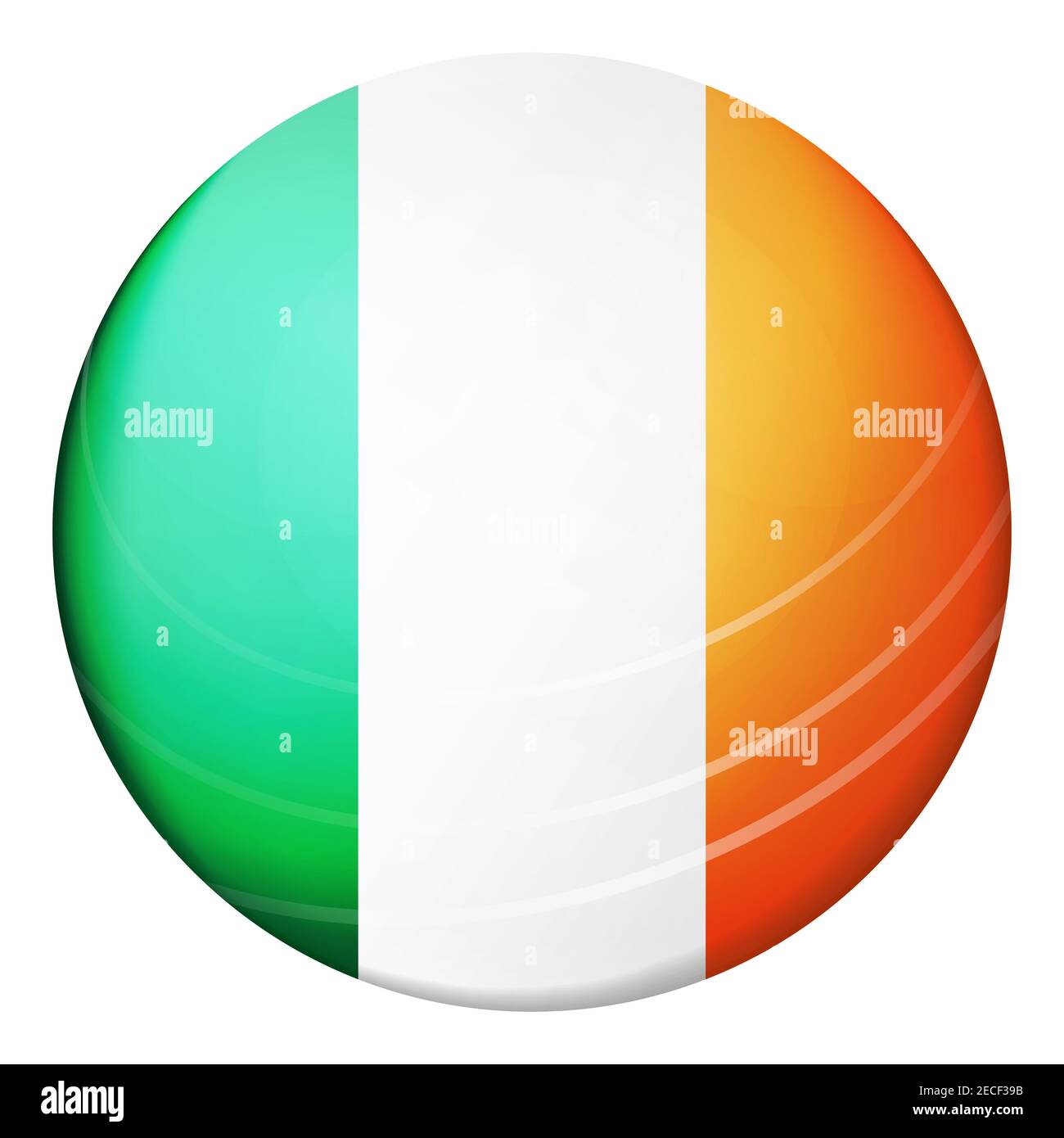 Glass light ball with flag of Ireland. Round sphere, template icon ...