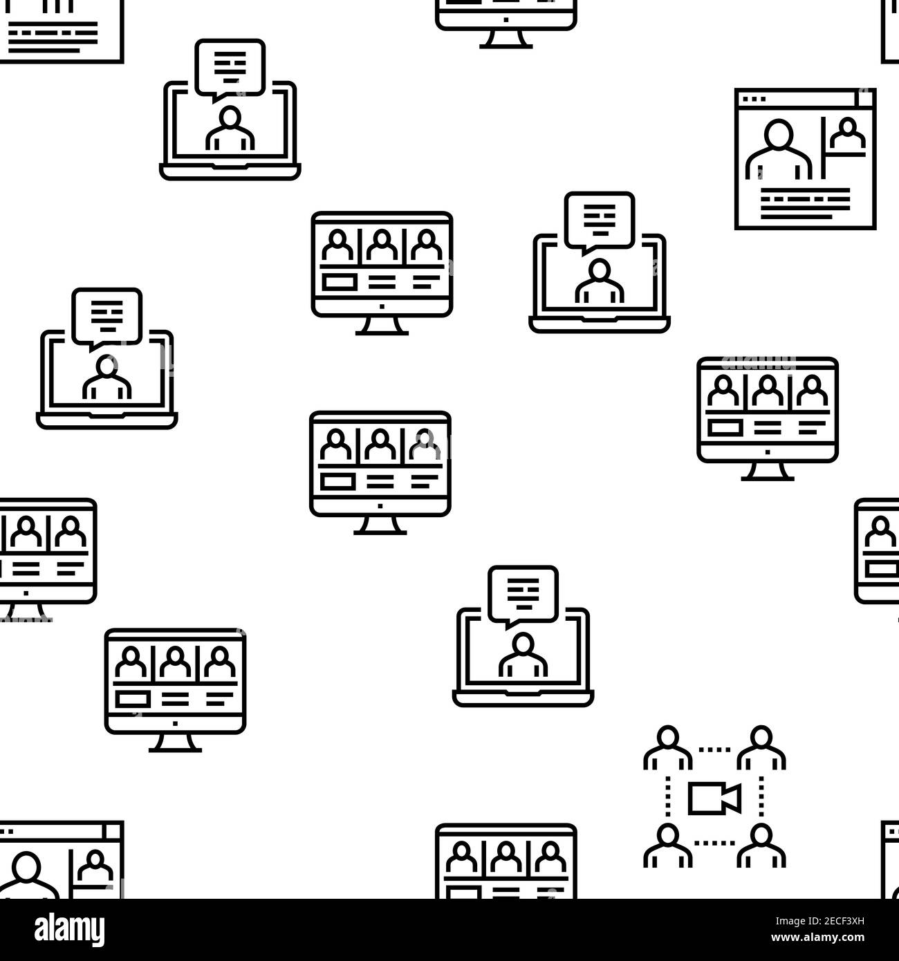 Online Video Meeting Vector Seamless Pattern Stock Vector Image & Art ...