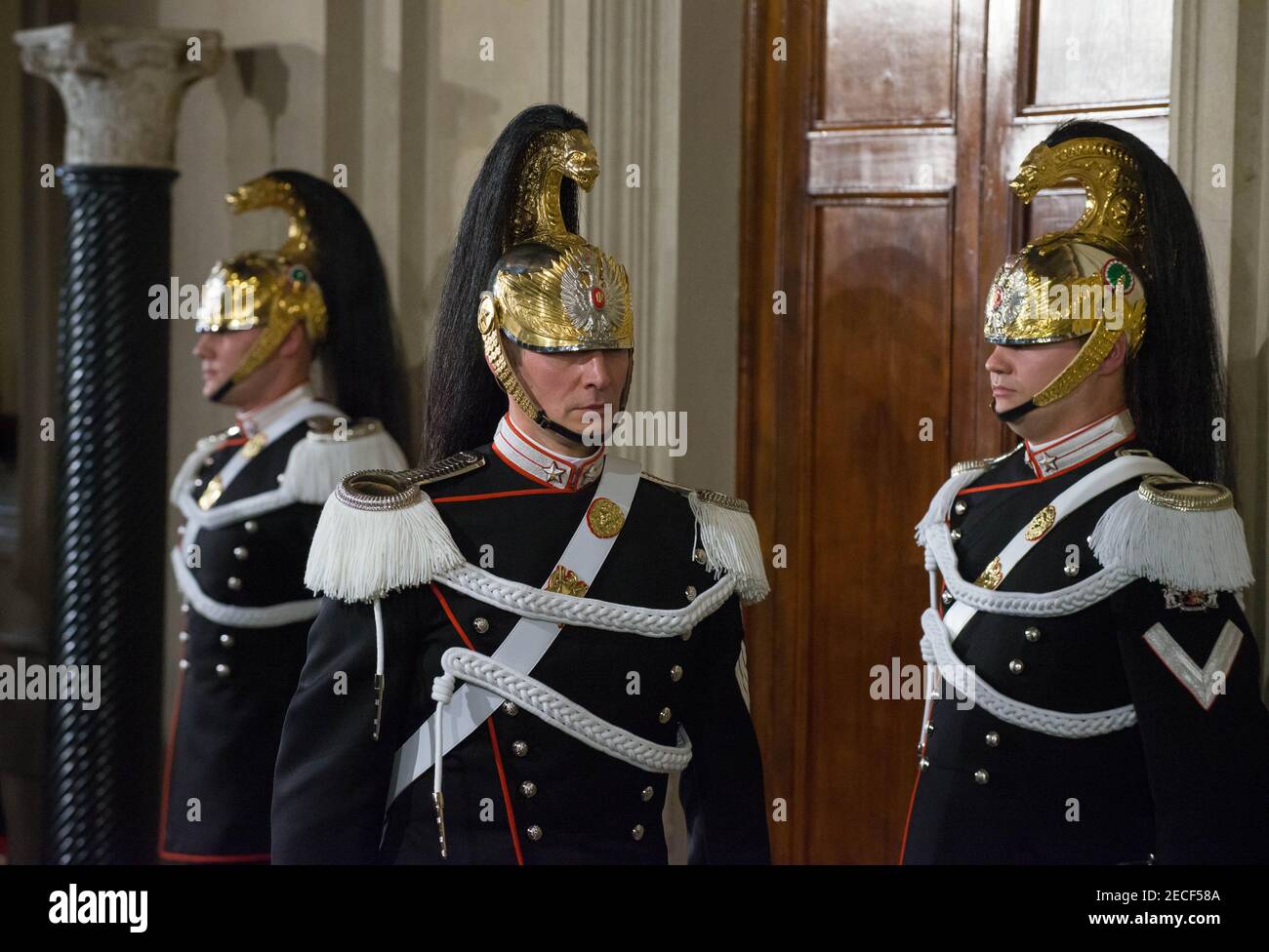 Rome, Italy 08/12/2016: Cuirassier regiment part of the honor guard of ...
