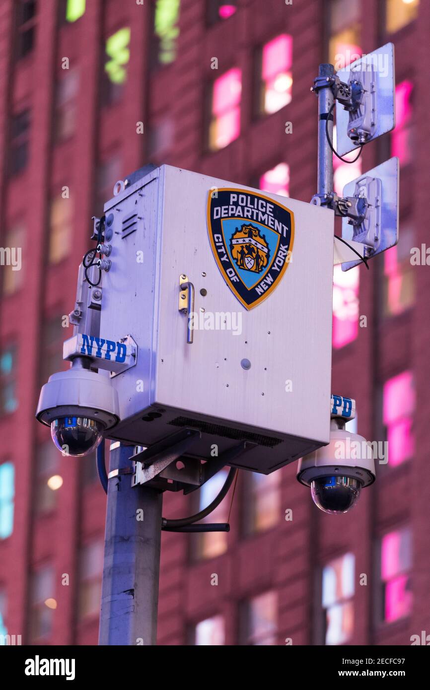 New York, USA. 23 Jun, 2019. NYPD safety camera system in Times Square ...