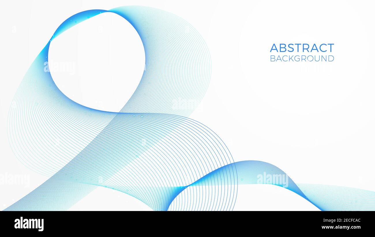 Geometric background with blue waves, modern linear web template ...