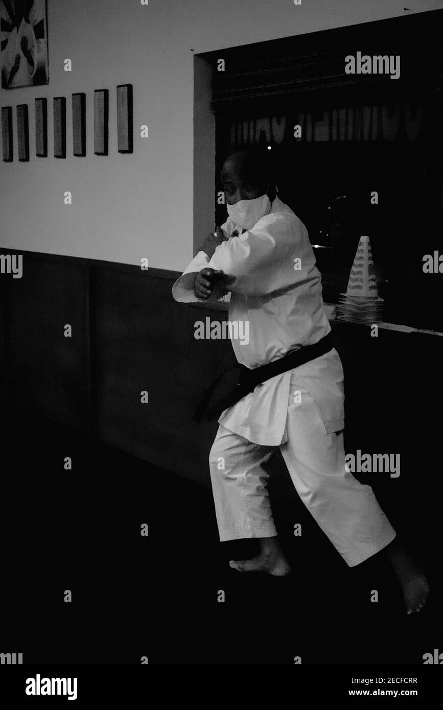 This action photo is of my daughter and her classmates in a Karate ...