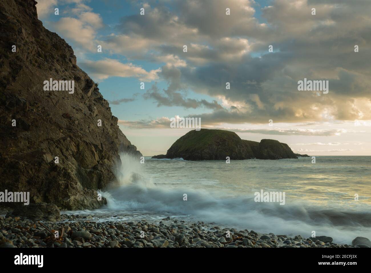 beach on the Cooper Coast of Waterford, Ireland. Coast protected by ...