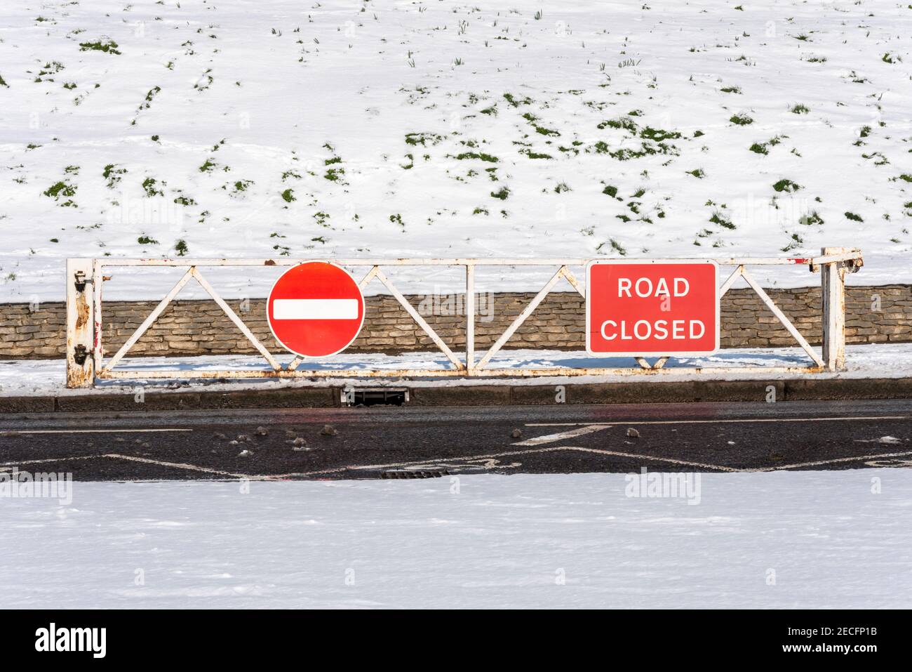 Gate used to close the seafront road in Southend on Sea, Essex, UK ...