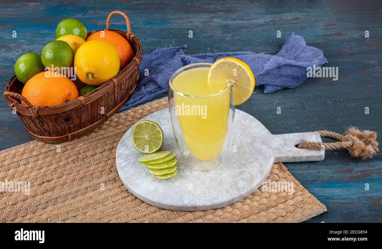 Fresh summer cocktail with lemon, selective focus image. Lemonade ...