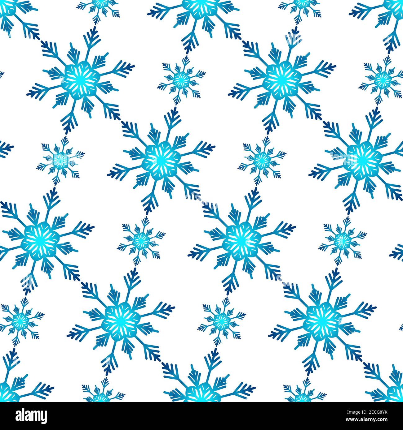 Winter seamless pattern with colorful gradient snowflakes on white ...