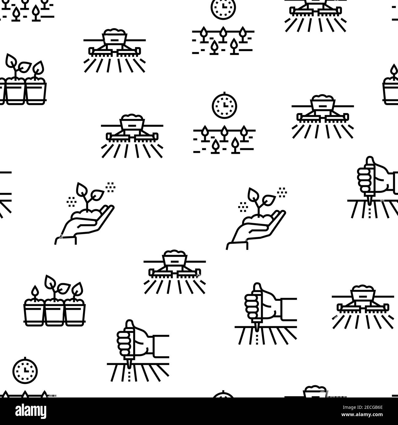 Sowing Agricultural Vector Seamless Pattern Stock Vector Image & Art ...