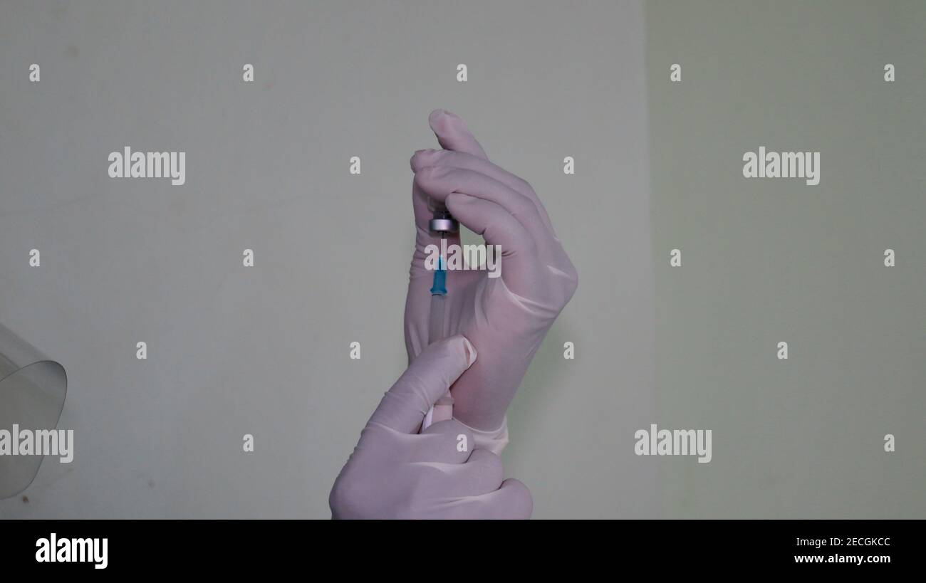 Vaksin. Vaccine and syringe injection. It use for prevention ...