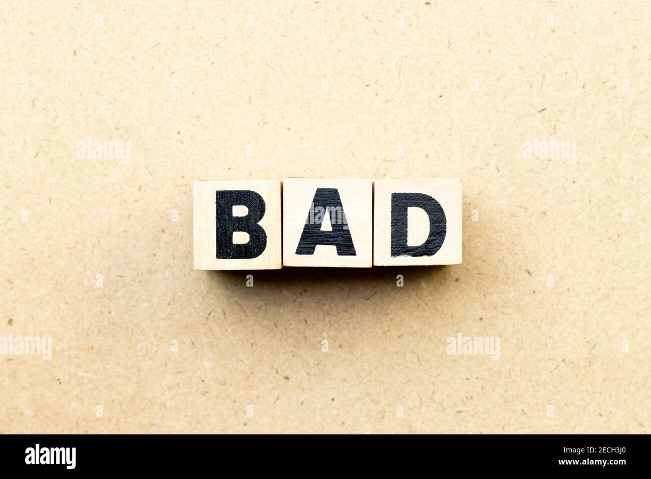 Alphabet letter block in word bad on wood background Stock Photo - Alamy