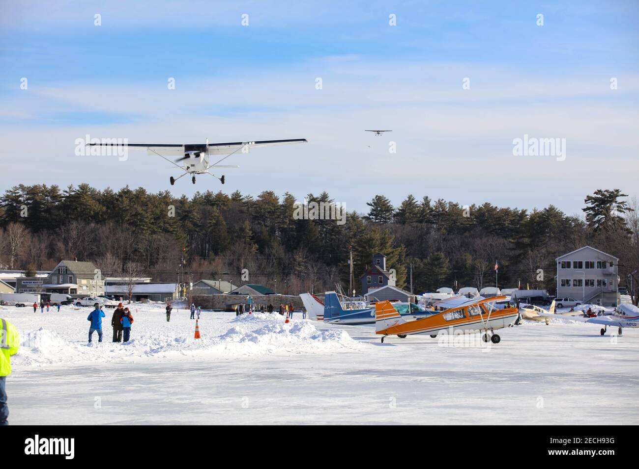 Alton, New Hampshire, USA. 13th Feb, 2021. Alton Bay Seaplane Base and ...