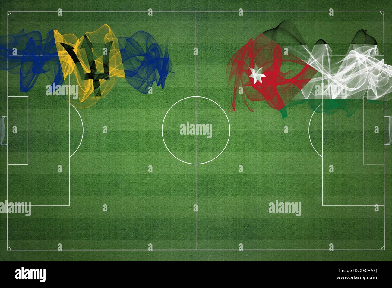 Barbados vs Jordan Soccer Match, national colors, national flags ...
