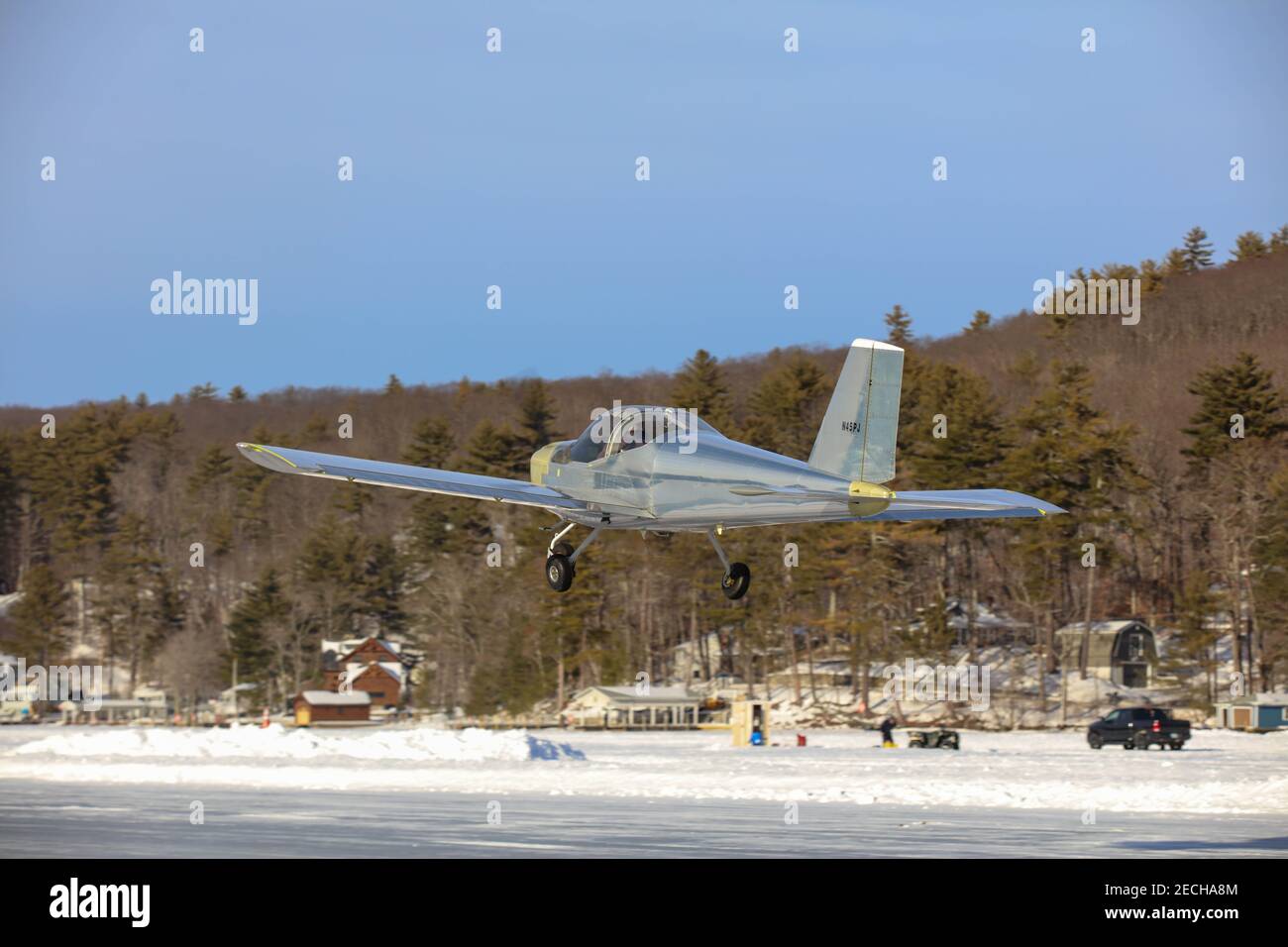 Alton, New Hampshire, USA. 13th Feb, 2021. Alton Bay Seaplane Base and ...
