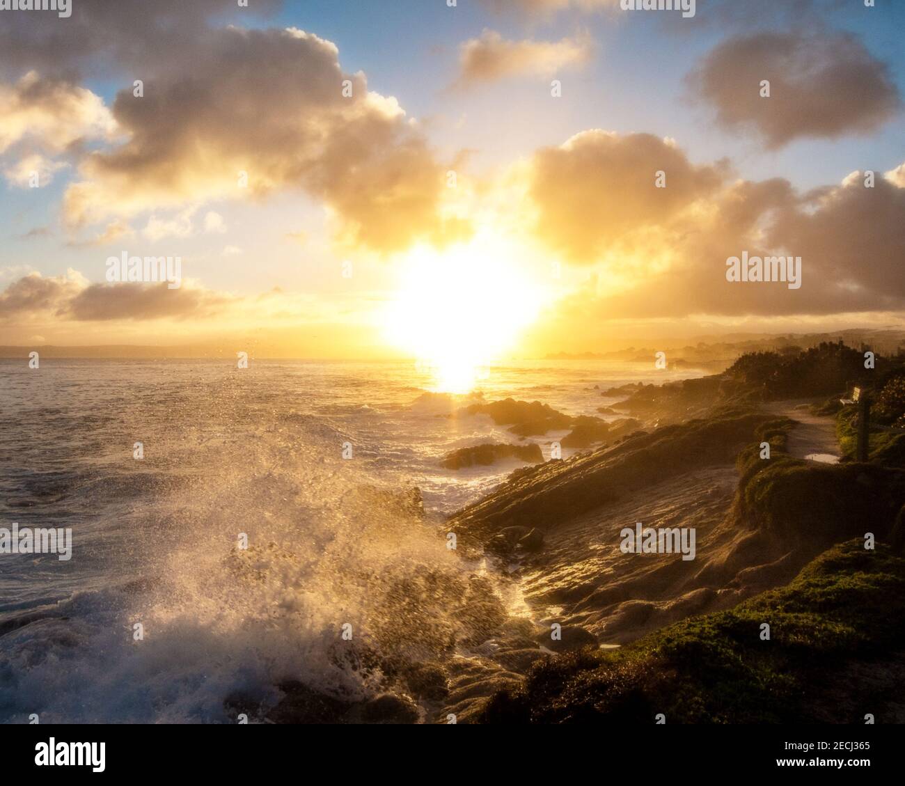 Monterey Bay sunrise along the Pacific Grove, California coast Stock ...