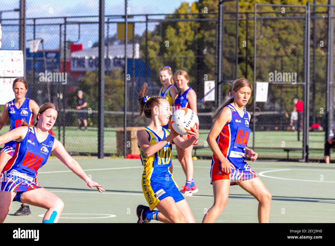 Teenage girls playing netball Stock Photo - Alamy