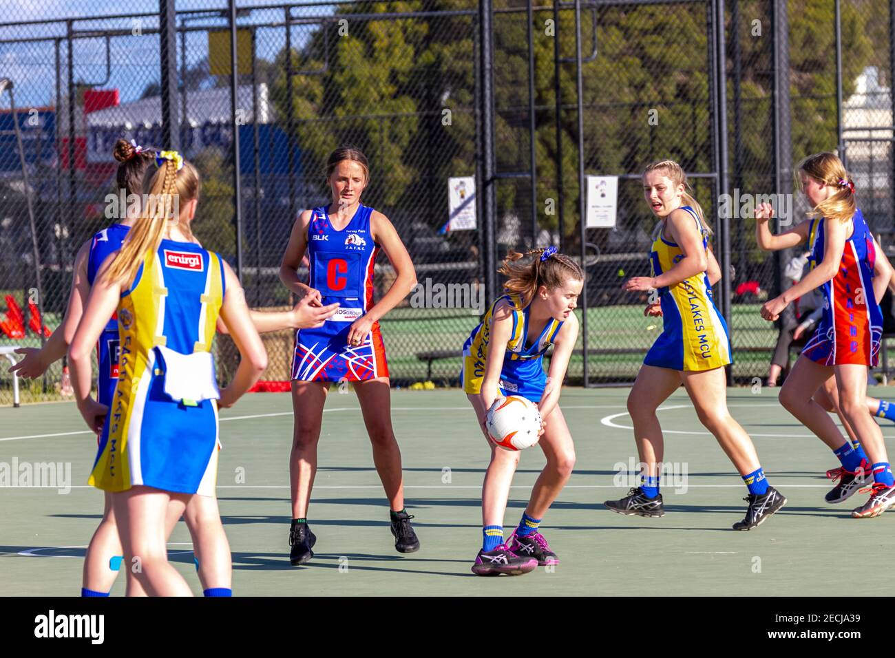 Teenage girls playing netball Stock Photo - Alamy