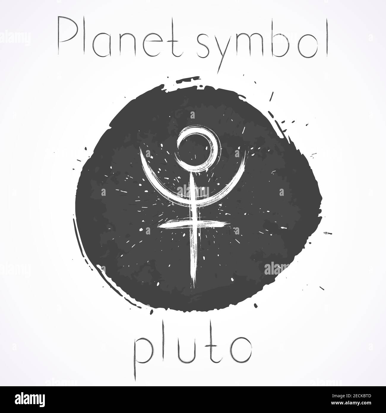 Vector illustration with Hand drawn astrological planet symbol PLUTO on ...