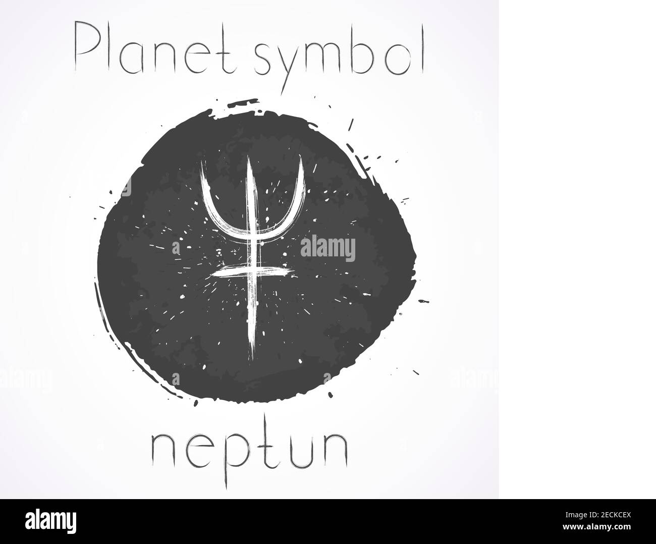 Vector illustration with Hand drawn astrological planet symbol NEPTUNE ...