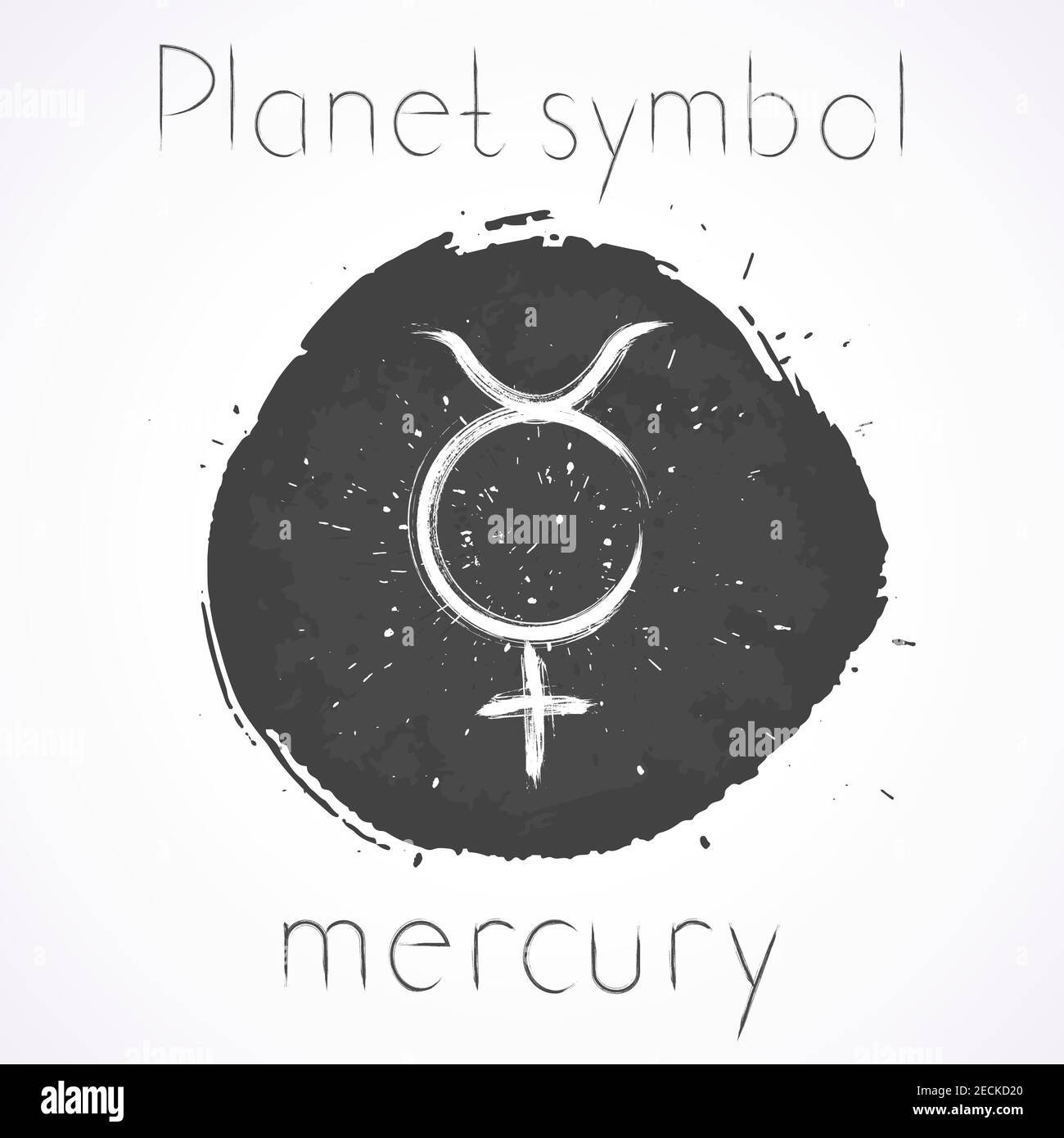 Vector illustration with Hand drawn astrological planet symbol MERCURY ...
