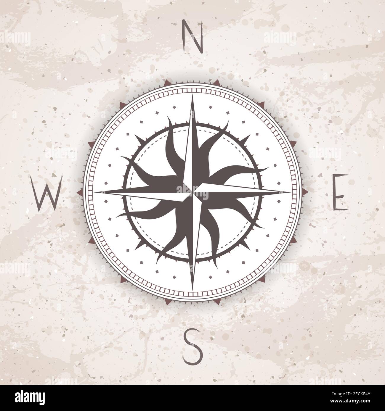 Vector illustration with a vintage compass or wind rose on grunge ...