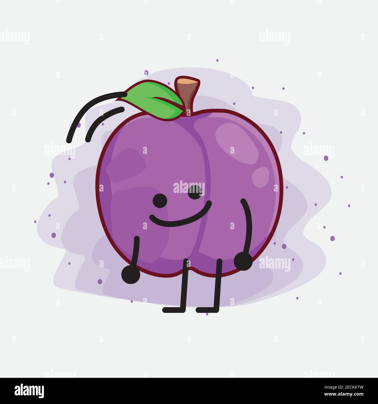 Vector Illustration of Plum Fruit Character with cute face, simple ...