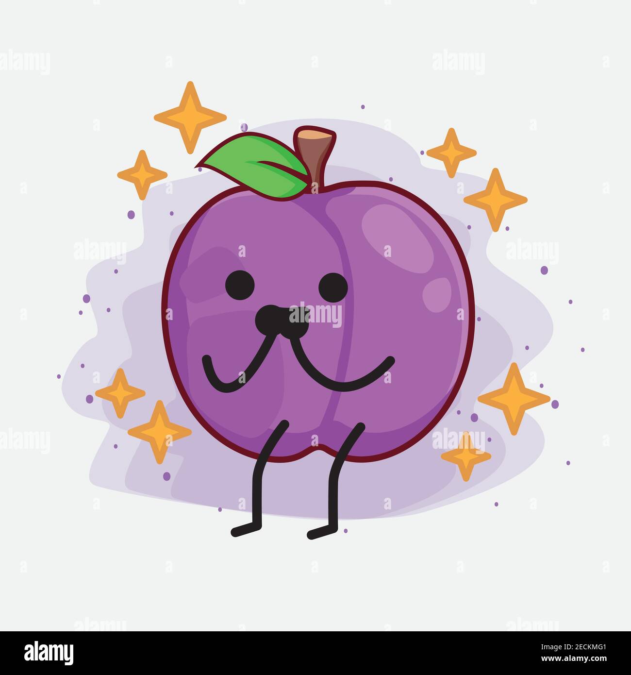 Vector Illustration of Plum Fruit Character with cute face, simple ...