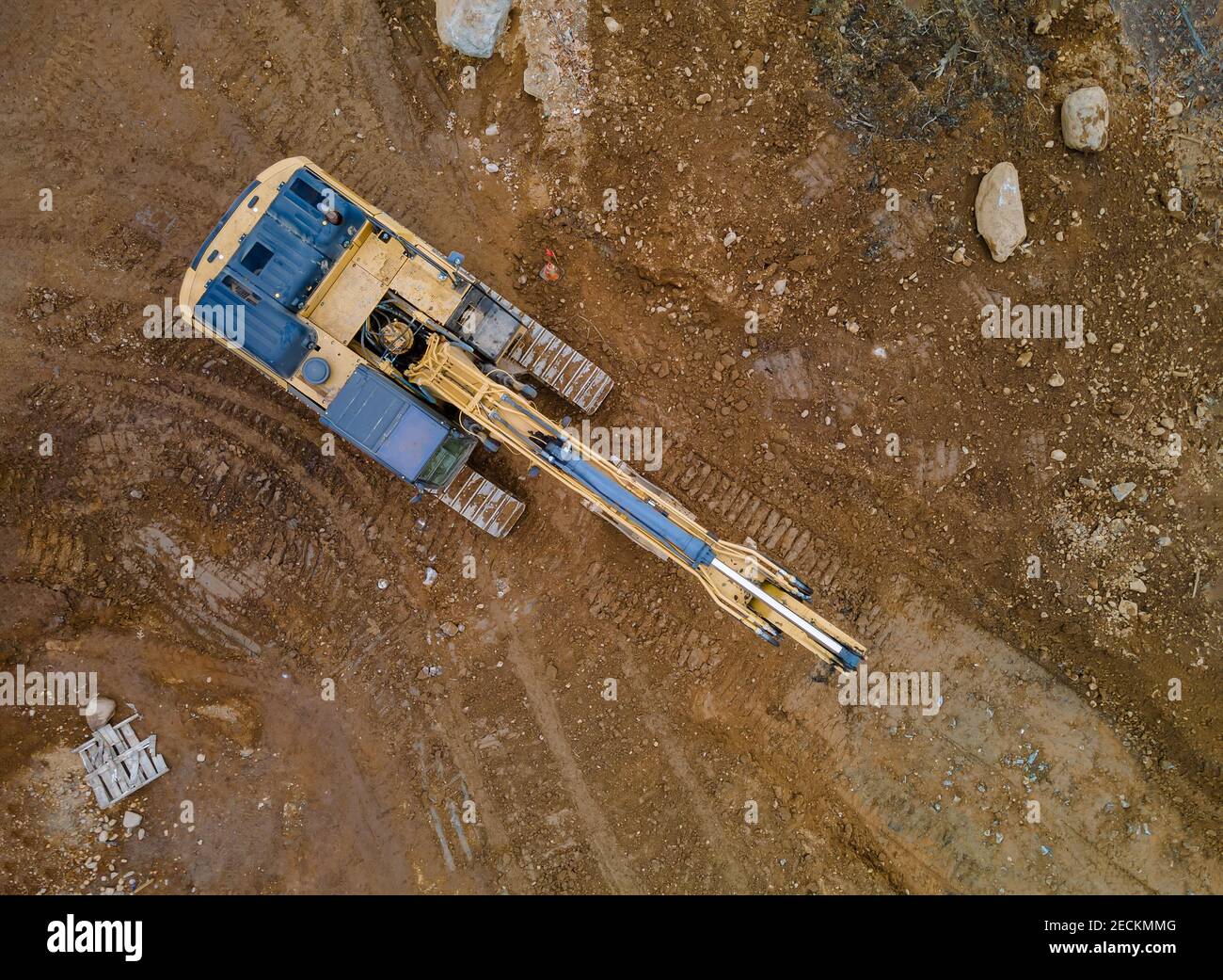 The work with under construction on excavators equipment in the ...