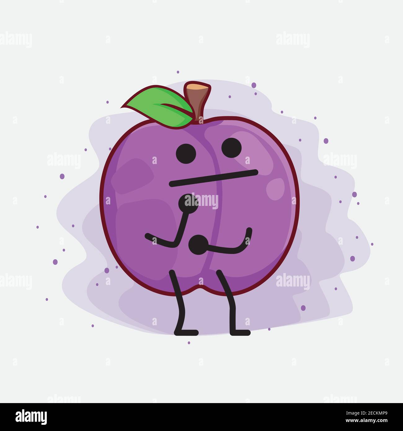 Vector Illustration of Plum Fruit Character with cute face, simple ...
