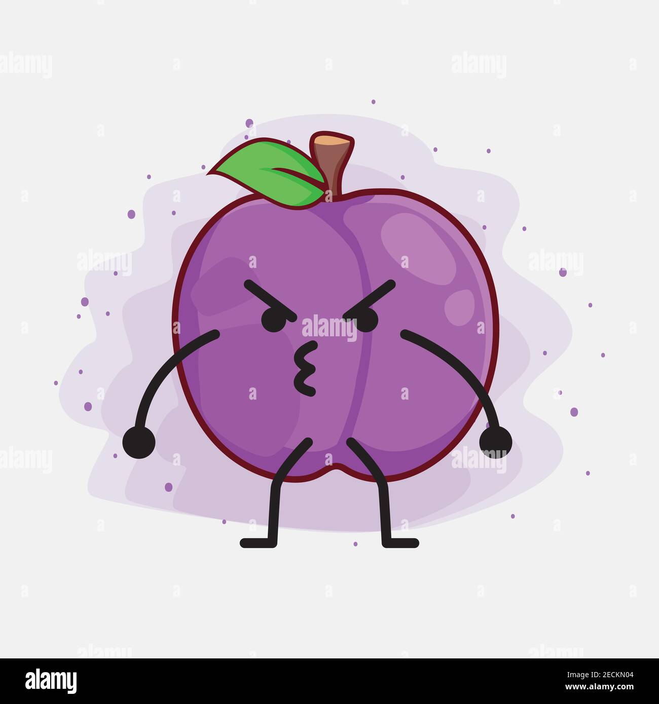 Vector Illustration of Plum Fruit Character with cute face, simple ...