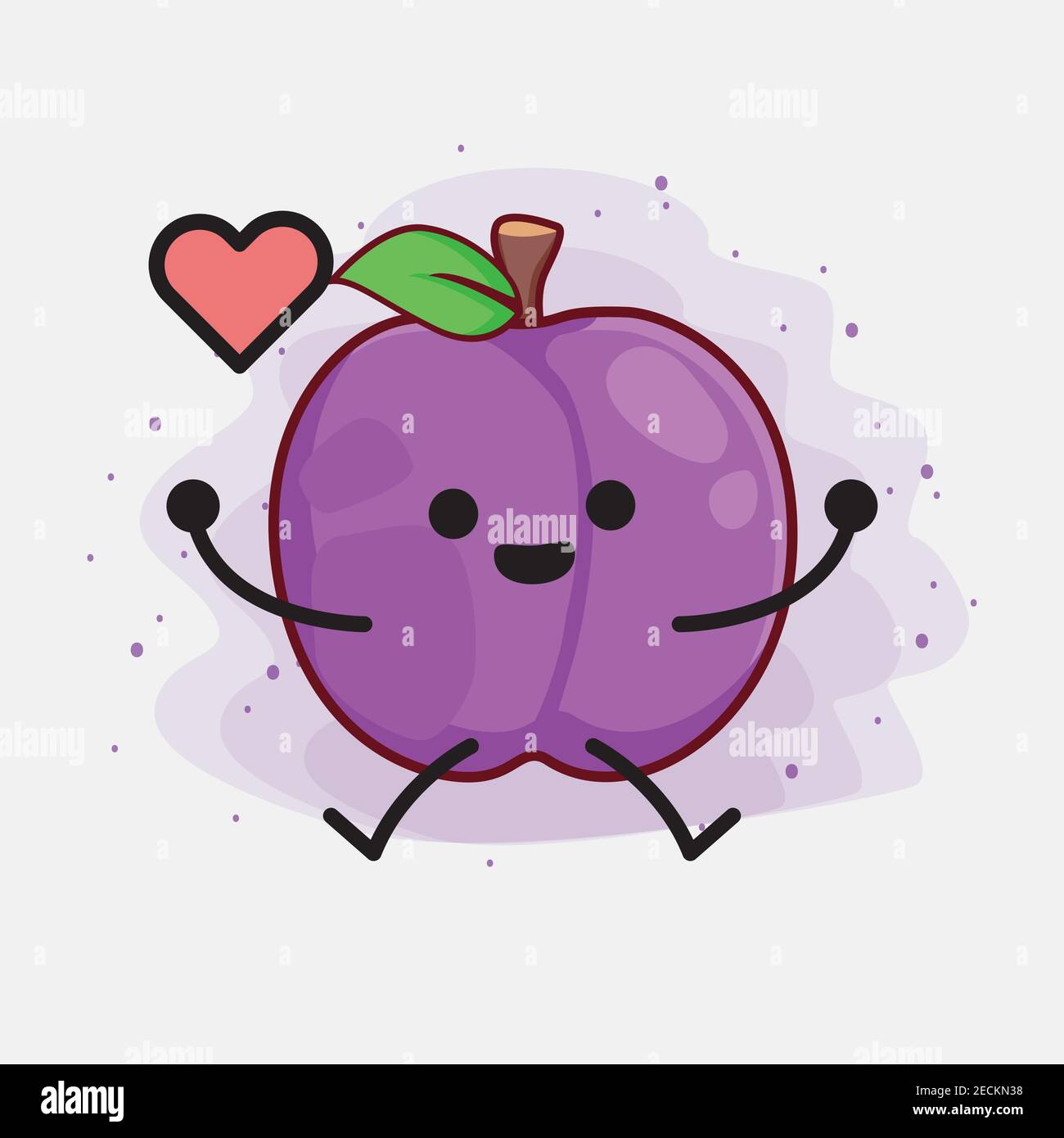 Vector Illustration of Plum Fruit Character with cute face, simple ...