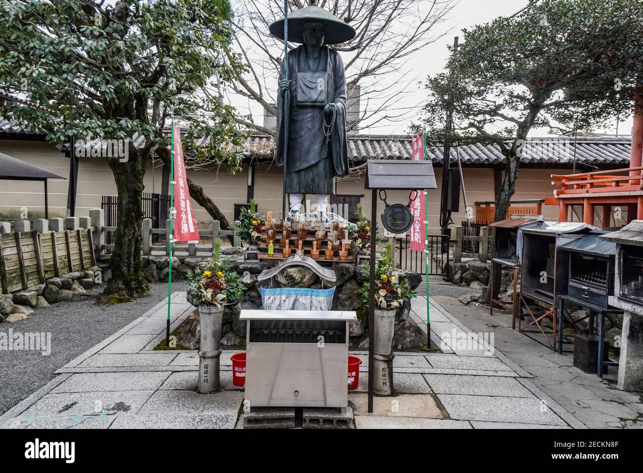Statue of Japanese Buddhist monk Kukai, known posthumously as Kōbō ...