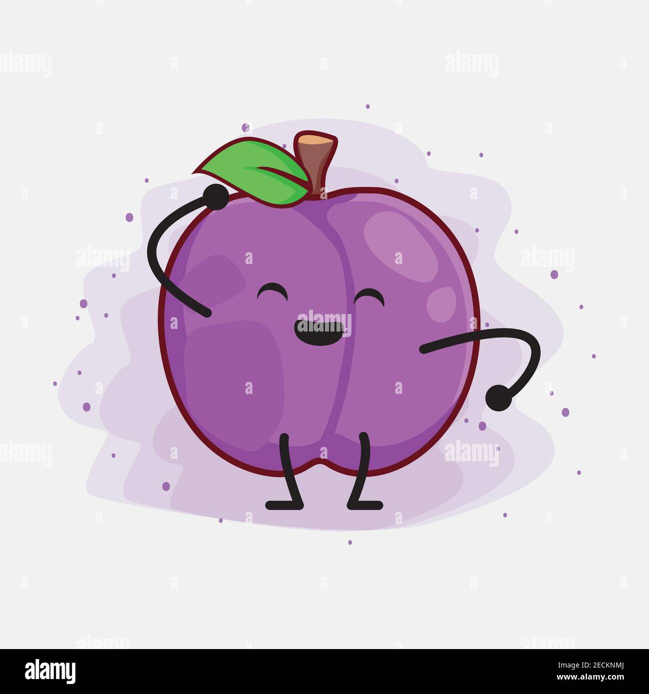 Vector Illustration of Plum Fruit Character with cute face, simple ...
