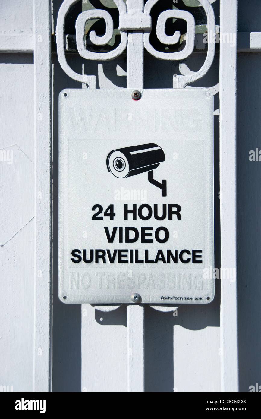 24 hour surveillance sign hi-res stock photography and images - Alamy