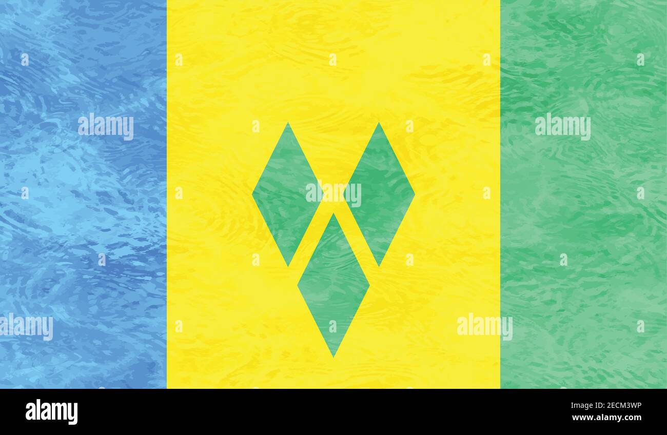 Saint Vincent and the Grenadines national flag created in grunge paint ...